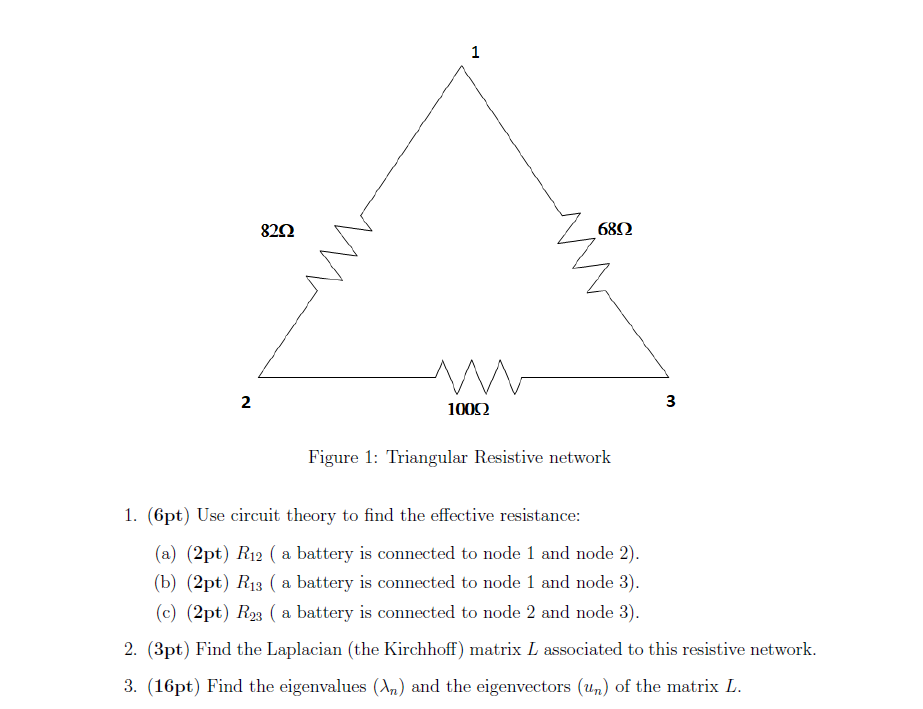 Solved Figure 1: Triangular Resistive network 1. (6pt) Use | Chegg.com