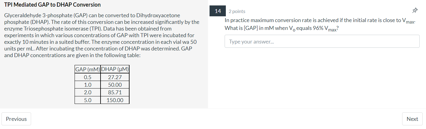 Solved TPI Mediated GAP to DHAP Conversion 9 2 points What | Chegg.com