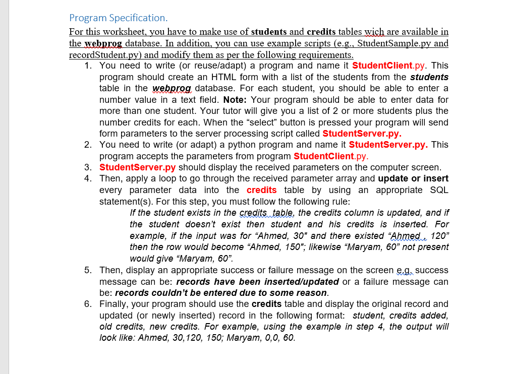 Solved Program Specification. For this worksheet, you have | Chegg.com