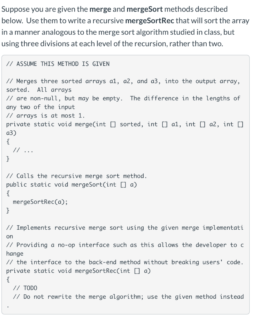 Solved Suppose You Are Given The Merge And Mergesort