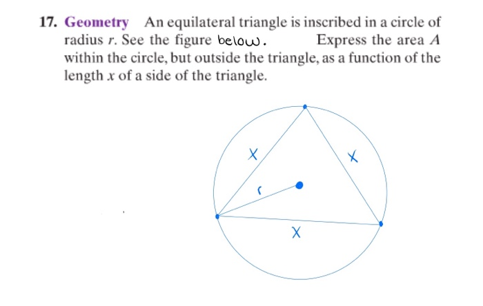 Solved 17. Geometry An equilateral triangle is inscribed in | Chegg.com