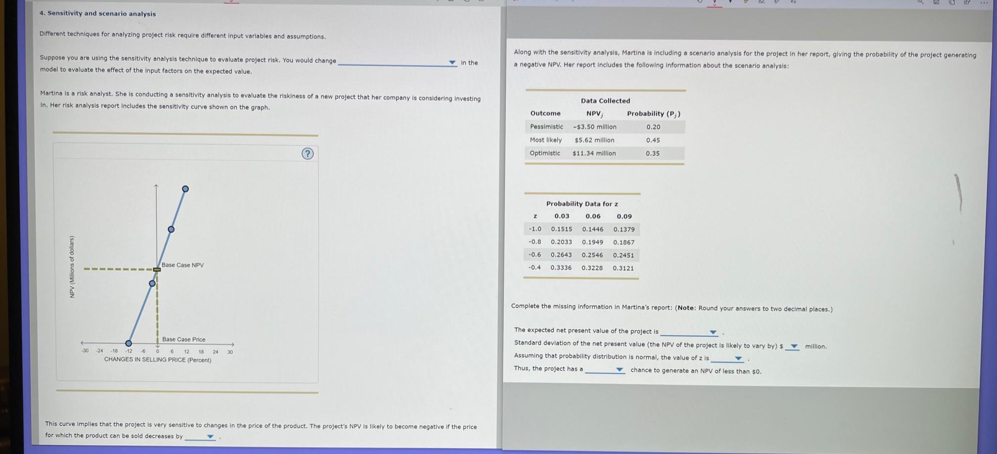 4. Sensitivity and scenario analysis Different | Chegg.com