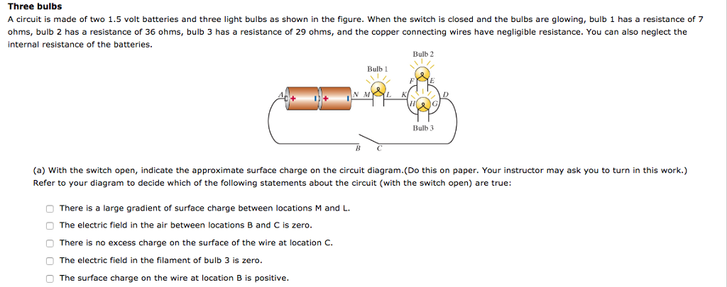 Solved A circuit is made of two 1.5 volt batteries and three | Chegg.com
