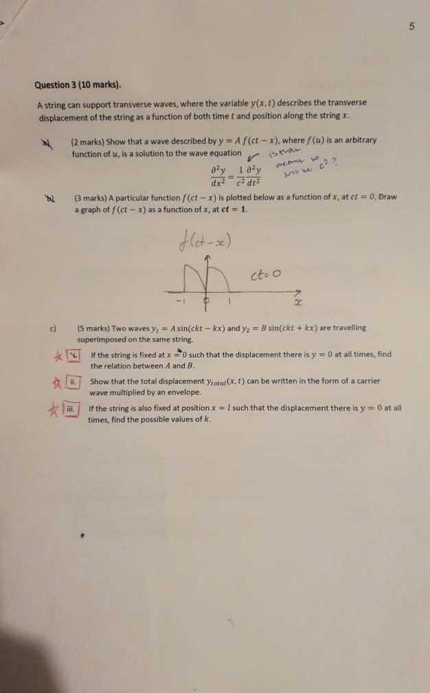 Solved 5 Question 3 (10 marks). A string can support | Chegg.com