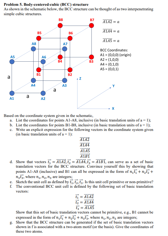 Solved Problem 5. ﻿Body-centered-cubic (BCC) ﻿structureAs | Chegg.com
