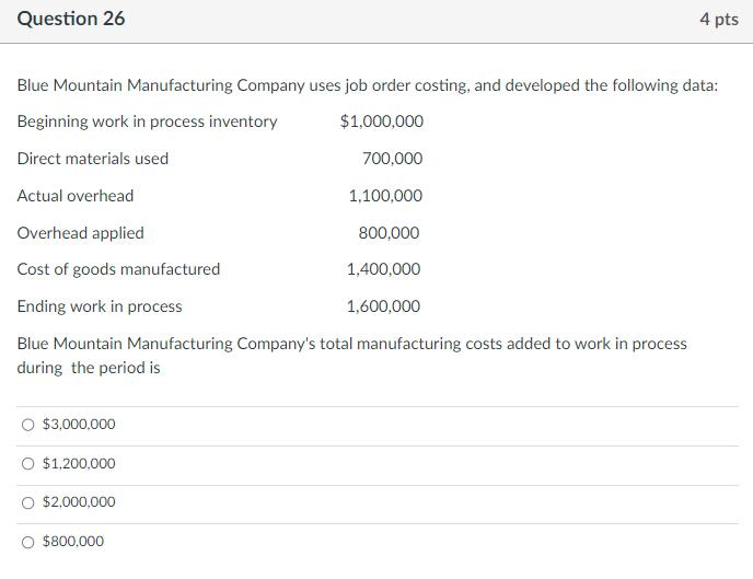Solved Blue Mountain Manufacturing Company uses job order | Chegg.com