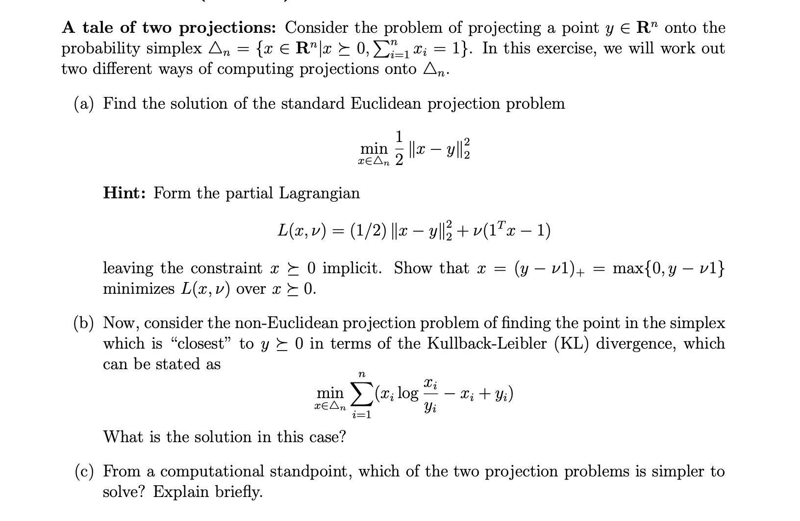 Solved by an EXPERT A tale of ﻿two projections: Consider the problem of | Chegg.com