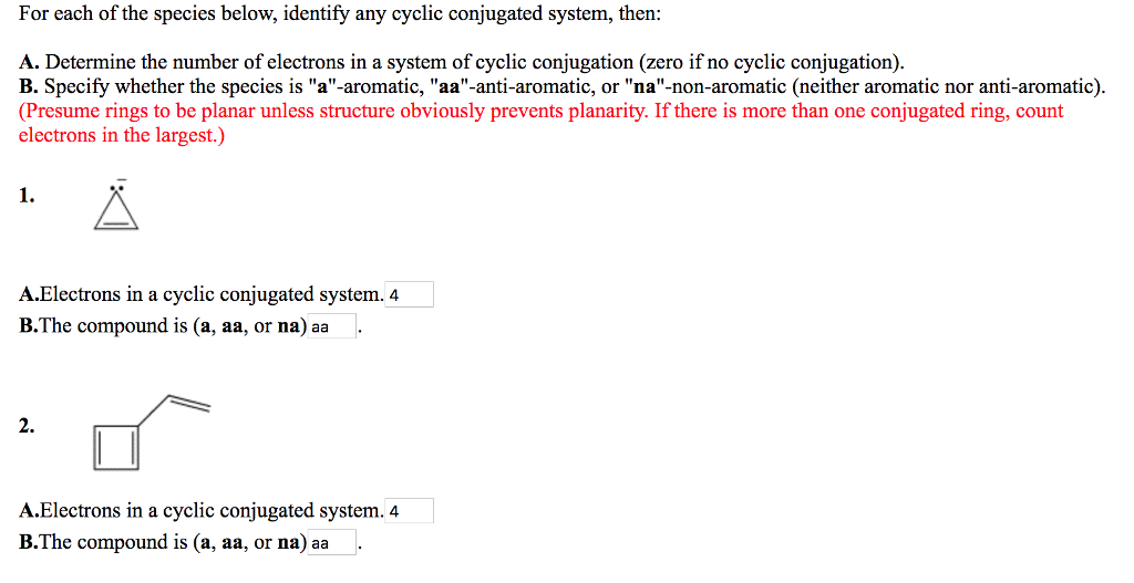 Solved For each of the species below, identify any cyclic | Chegg.com