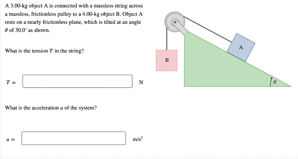 Solved A 3.00-kg object A is connected with a massless | Chegg.com