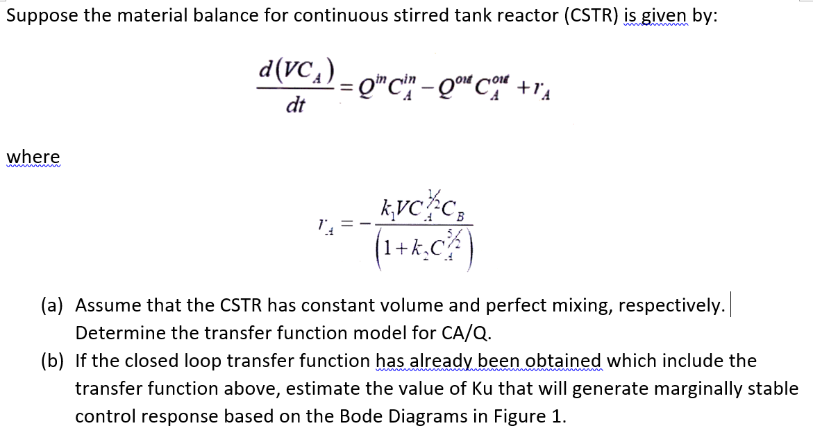Suppose the material balance for continuous stirred | Chegg.com