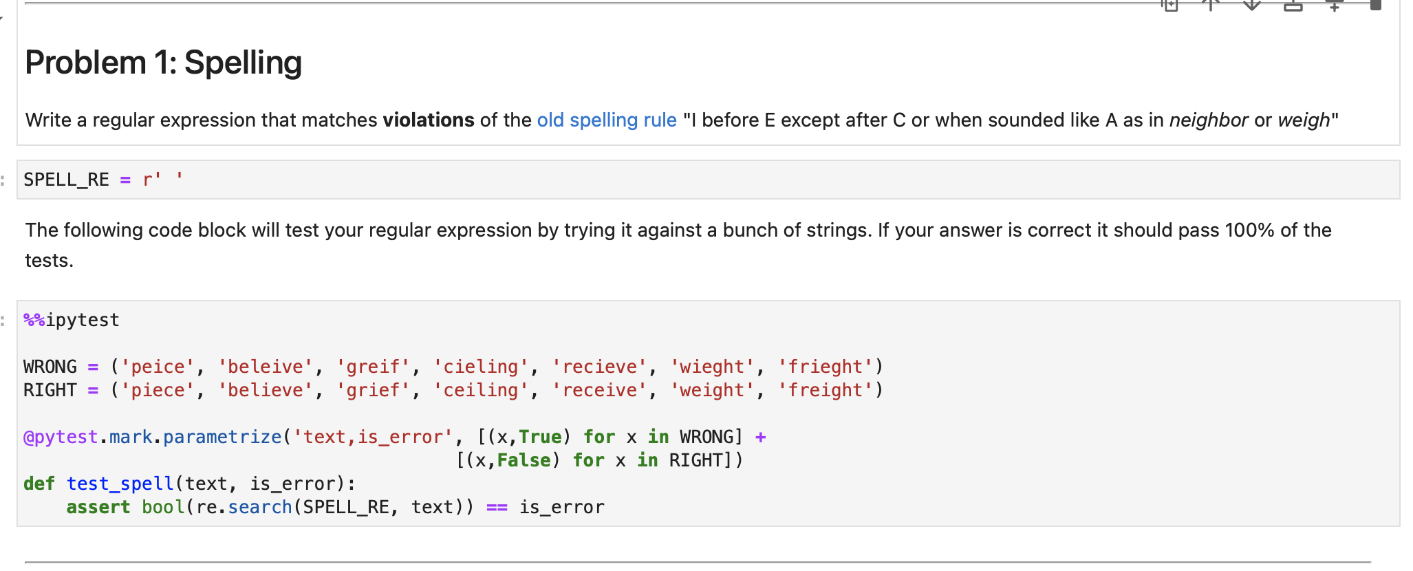 Solved Problem 1: Spelling Write a regular expression that | Chegg.com