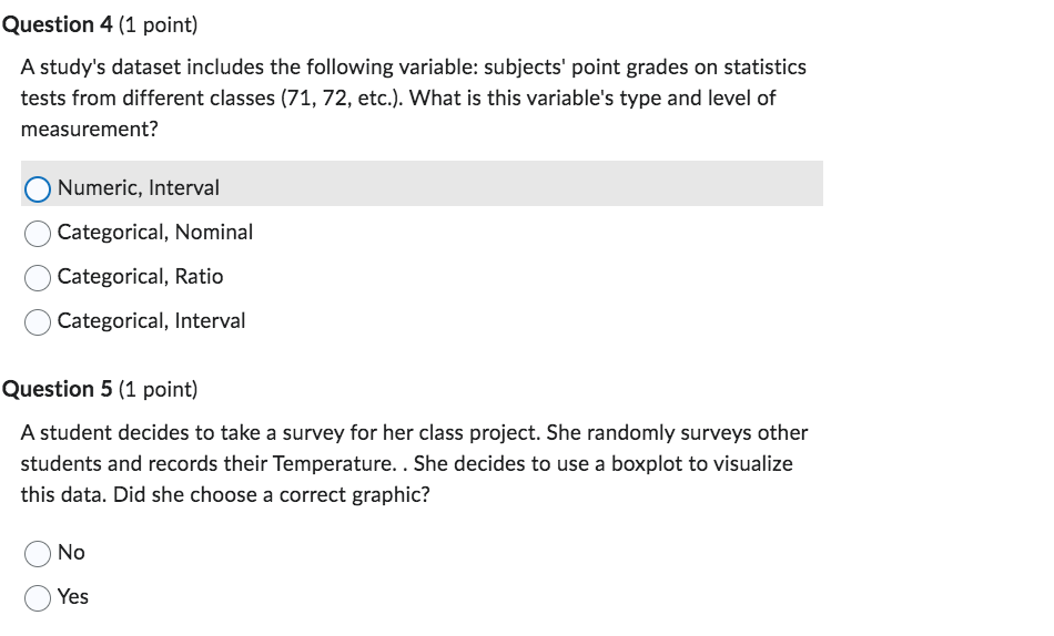 Solved A study's dataset includes the following variable: | Chegg.com