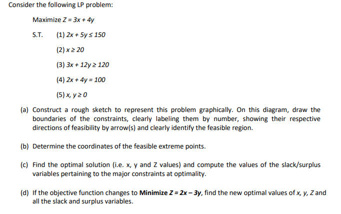 Solved Consider the following LP problem: Maximize Z = 3x + | Chegg.com
