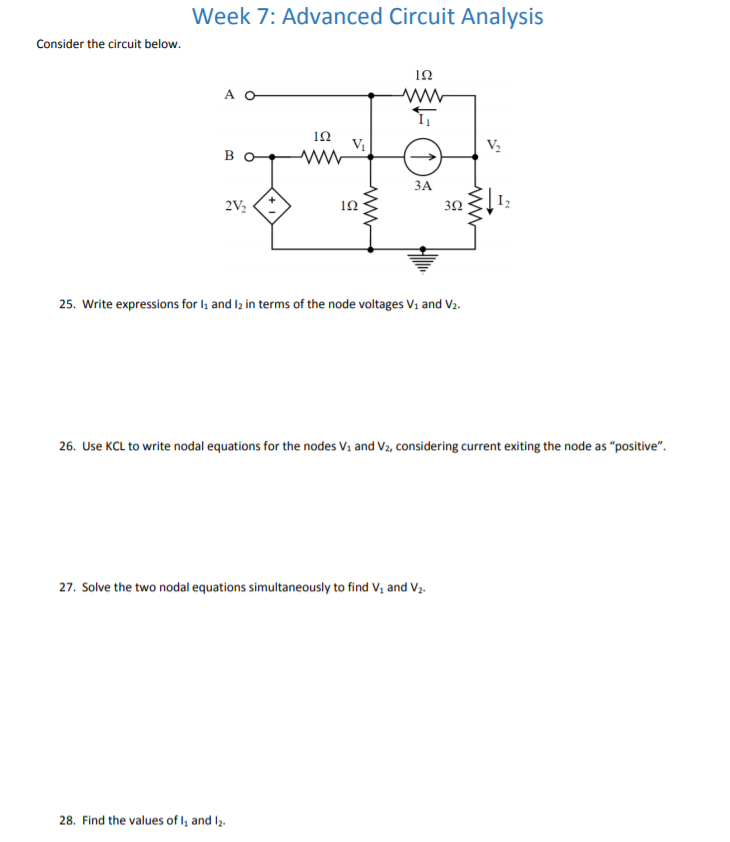 Solved Week 7: Advanced Circuit Analysis Consider the | Chegg.com
