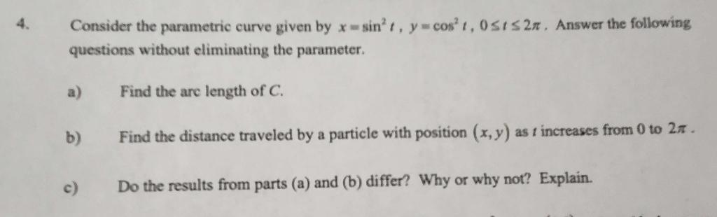 Solved Consider the parametric curve given by | Chegg.com
