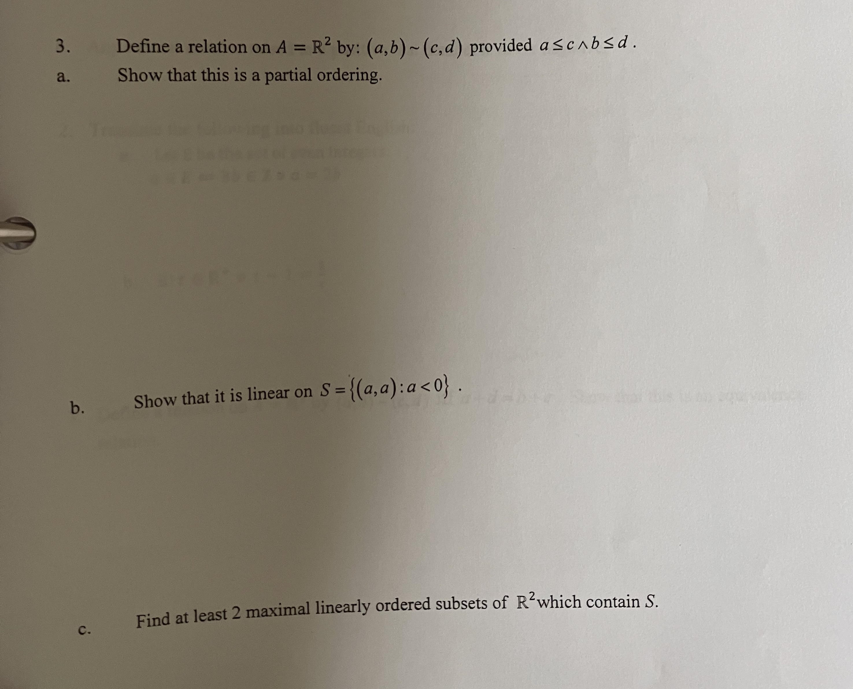 Solved Define a relation on A=R2 ﻿by: (a,b)∼(c,d) ﻿provided | Chegg.com