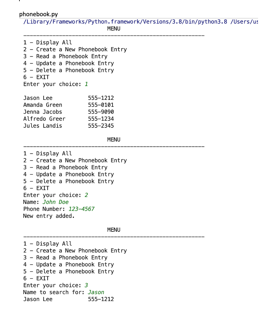Solved Createphonebookdbpy Phonebookpy Your Task Write 