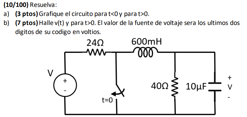 (10/100) Resuelva: a) (3 ptos) Grafique el circuito | Chegg.com