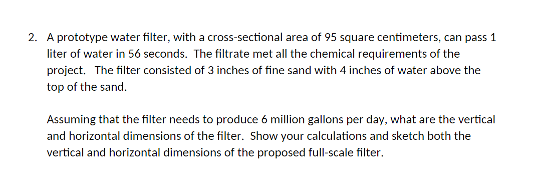 Solved A prototype water filter, with a cross-sectional area | Chegg.com