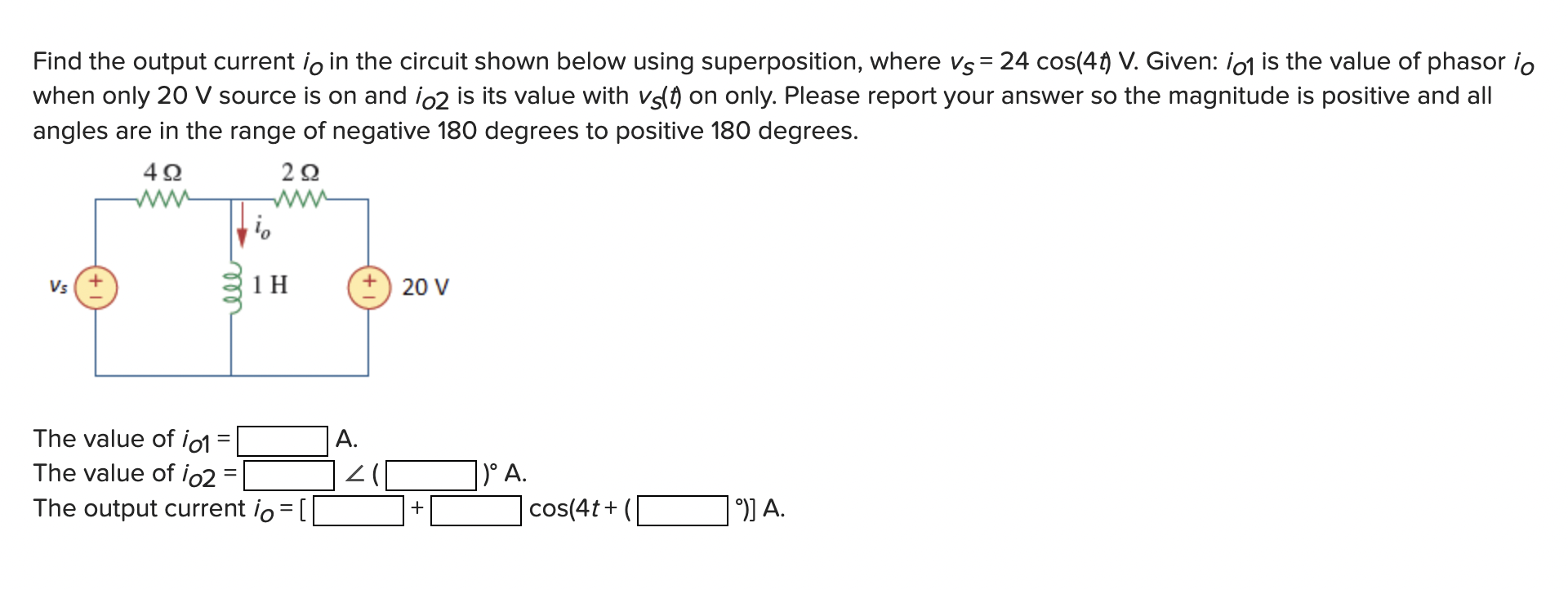 Solved Find the output current iO ﻿in the circuit shown | Chegg.com