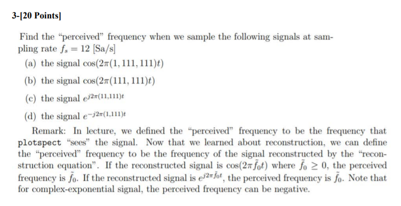 Solved 3-[20 Points] Find the “perceived” frequency when we | Chegg.com