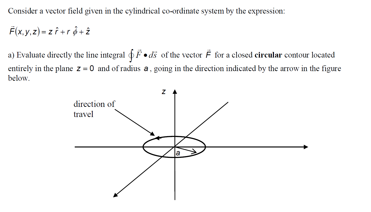 Solved Consider a vector field given in the cylindrical | Chegg.com