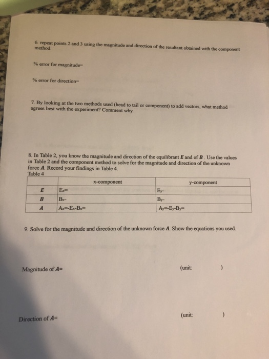 Solved Force Table Lab Report Table 1 Table 2 Force Mass | Chegg.com
