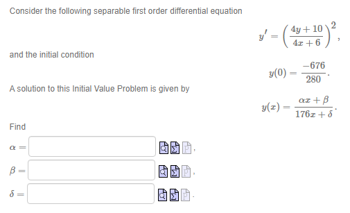 Solved Consider the following separable first order | Chegg.com