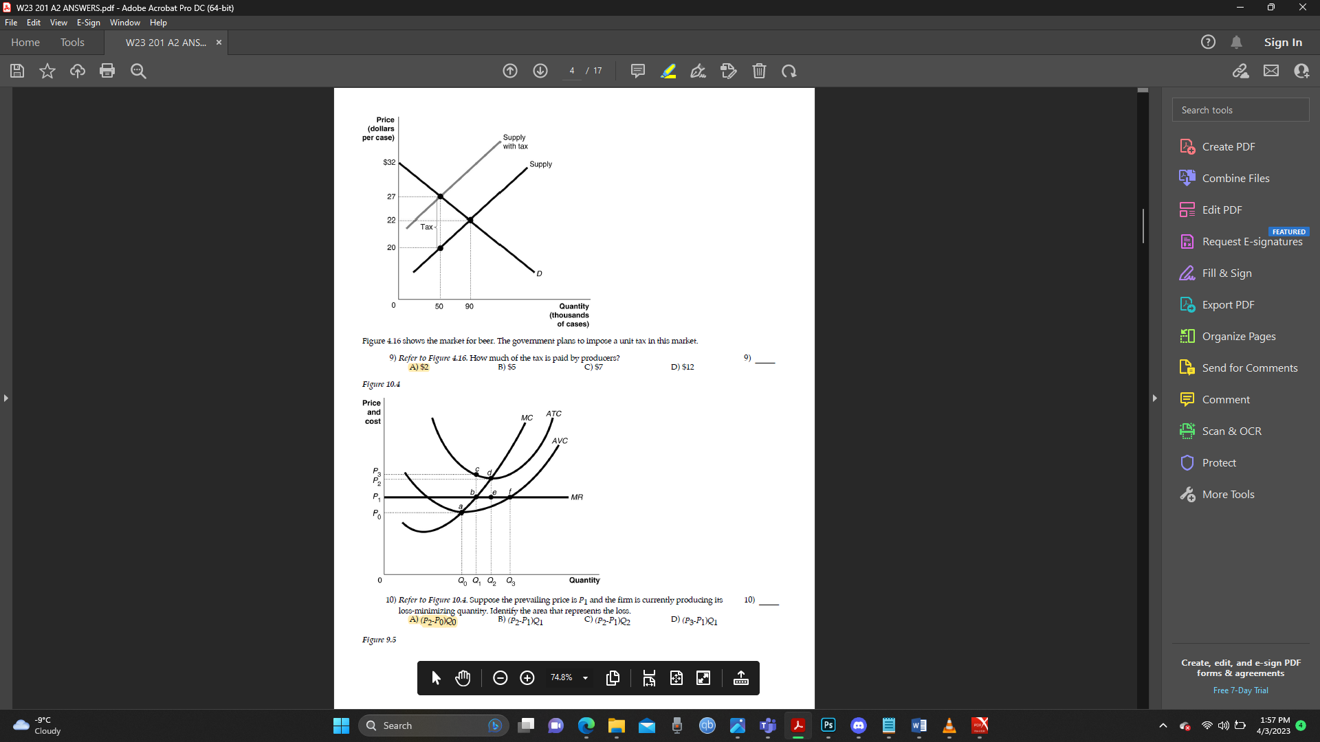 Solved W23 201 A2 Due April 4th (Hard copy at the beginning | Chegg.com