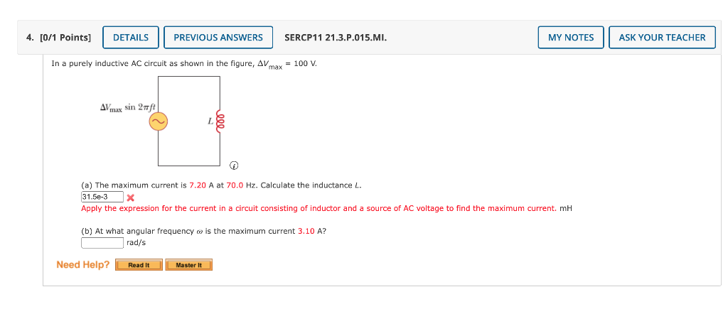 In A Purely Inductive Ac Circuit As Shown In The