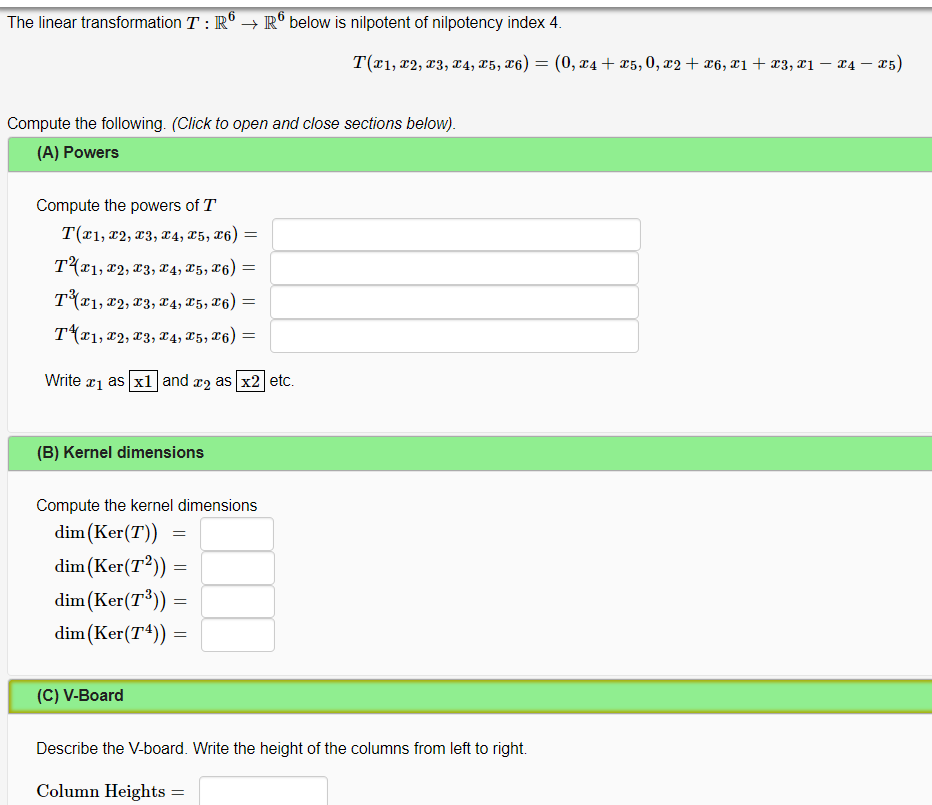 Solved The linear transformation T: R6 → R below is | Chegg.com