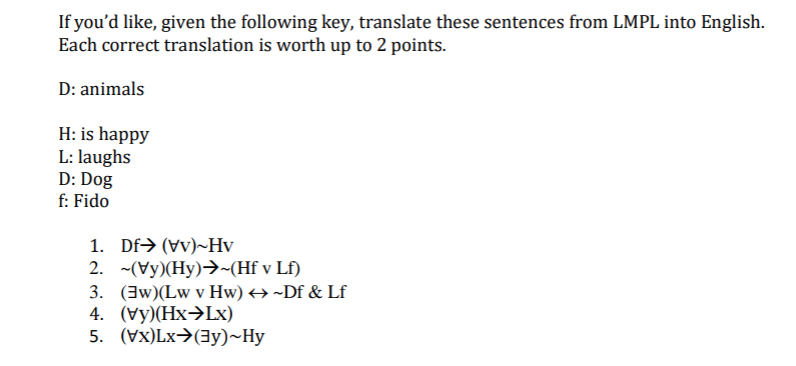 Solved If you'd like, given the following key, translate | Chegg.com