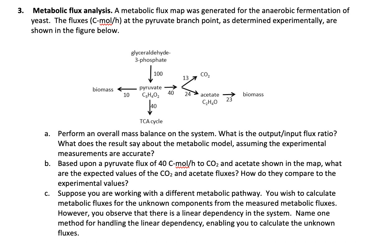 3. Metabolic flux analysis. A metabolic flux map was | Chegg.com