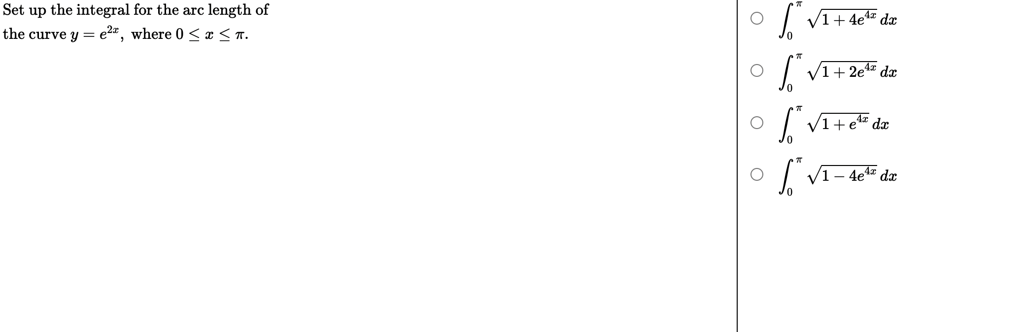 Solved Set up the integral for the arc length of the curve | Chegg.com