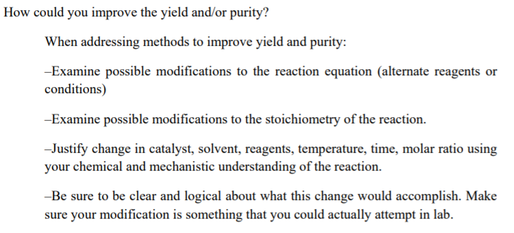 How can you improve the yield and/or purity of | Chegg.com