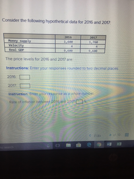 Solved Consider the following hypothetical data for 2016 and | Chegg.com