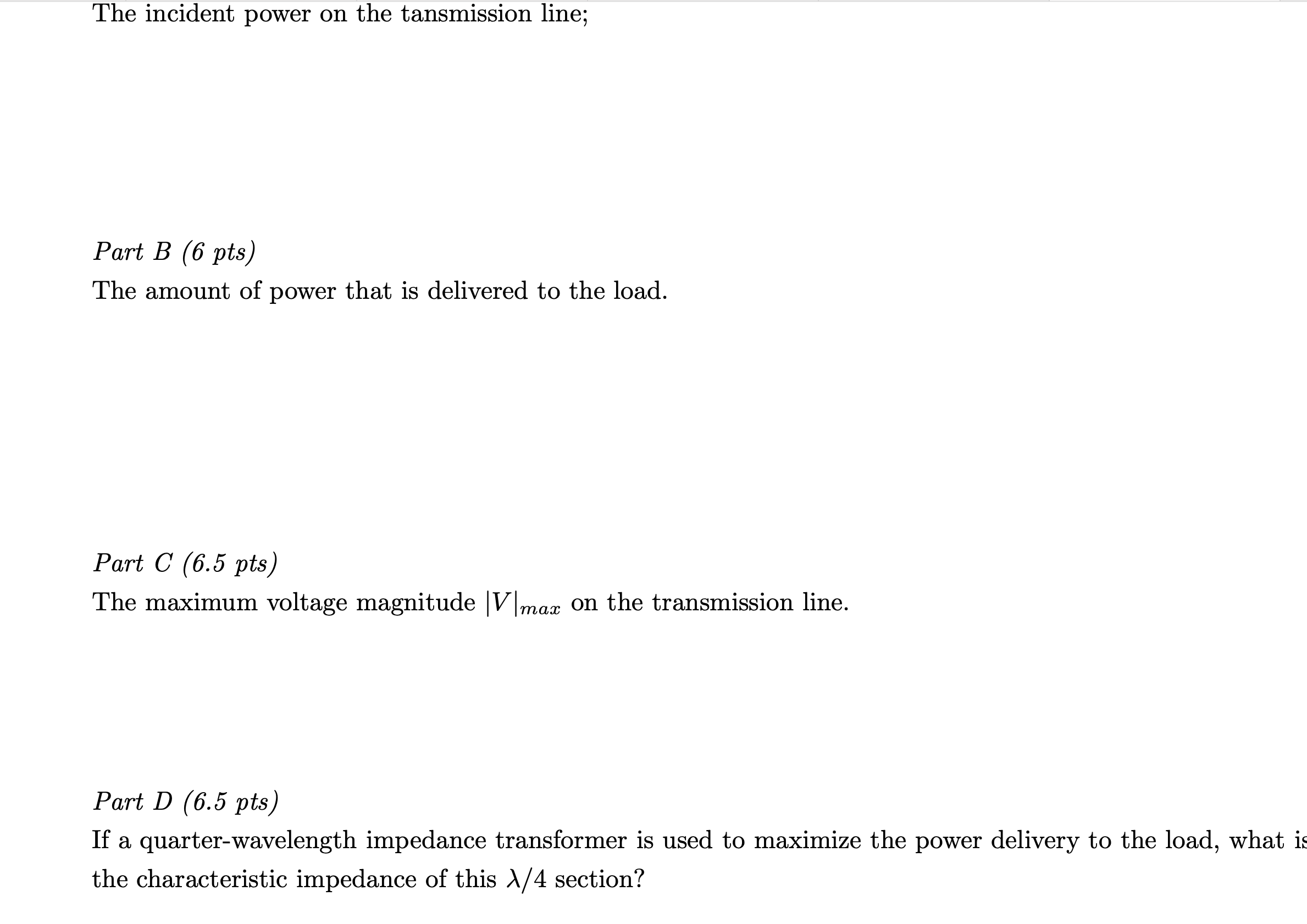 Solved The incident power on the tansmission line; Part B (6 | Chegg.com