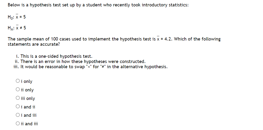 Solved Below is a hypothesis test set up by a student who | Chegg.com