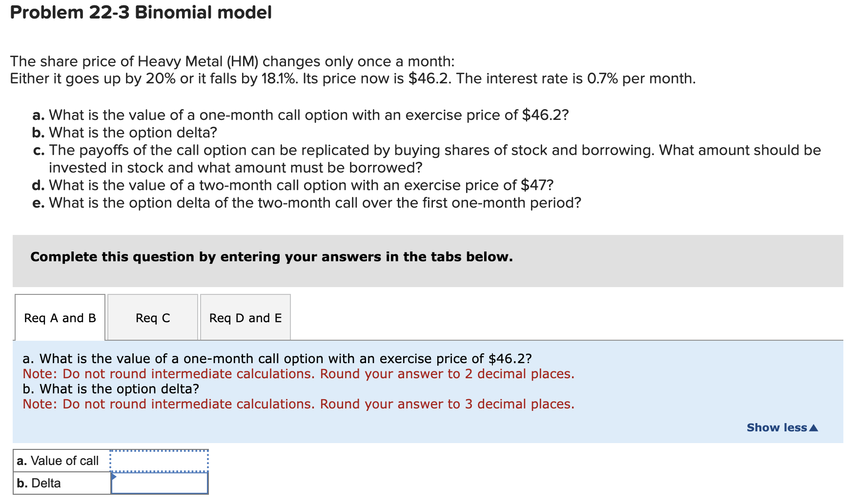 Solved Problem 22-3 ﻿Binomial modelThe share price of Heavy | Chegg.com