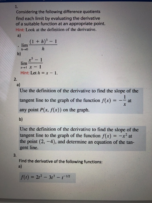Solved considering the following difference quotients find | Chegg.com