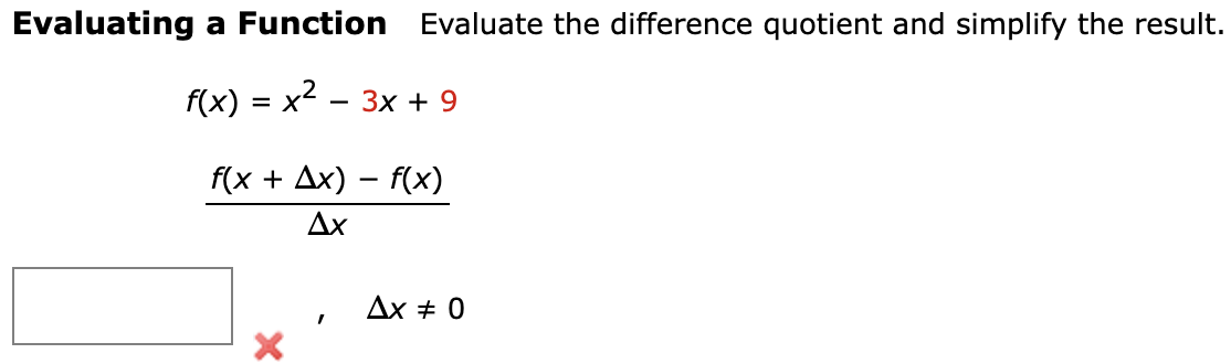 Solved Evaluating a Function Evaluate the difference | Chegg.com