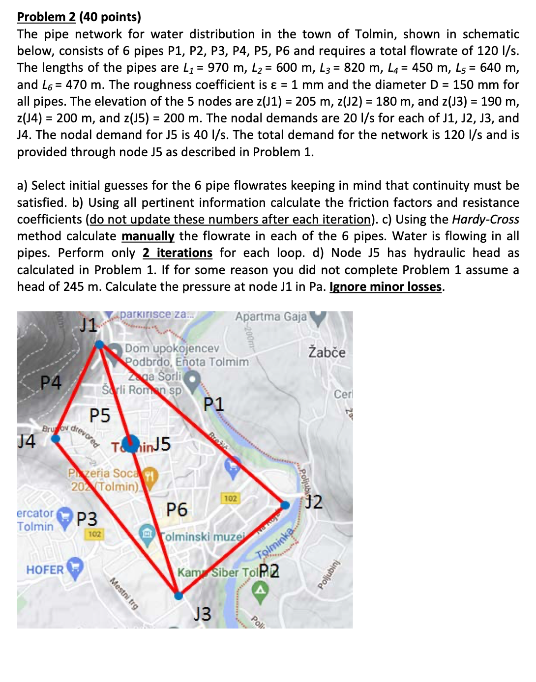 Solved Problem 2 (40 ﻿points)The pipe network for water | Chegg.com