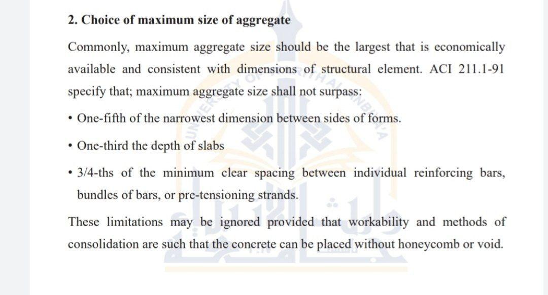 Solved 2. Choice of maximum size of aggregate Commonly, | Chegg.com