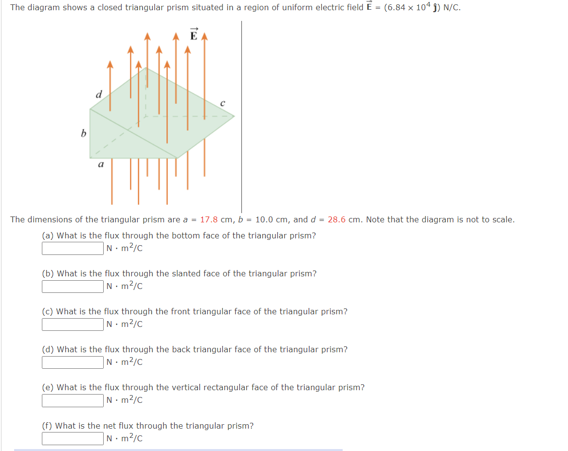 Solved he diagram shows a closed triangular prism situated | Chegg.com
