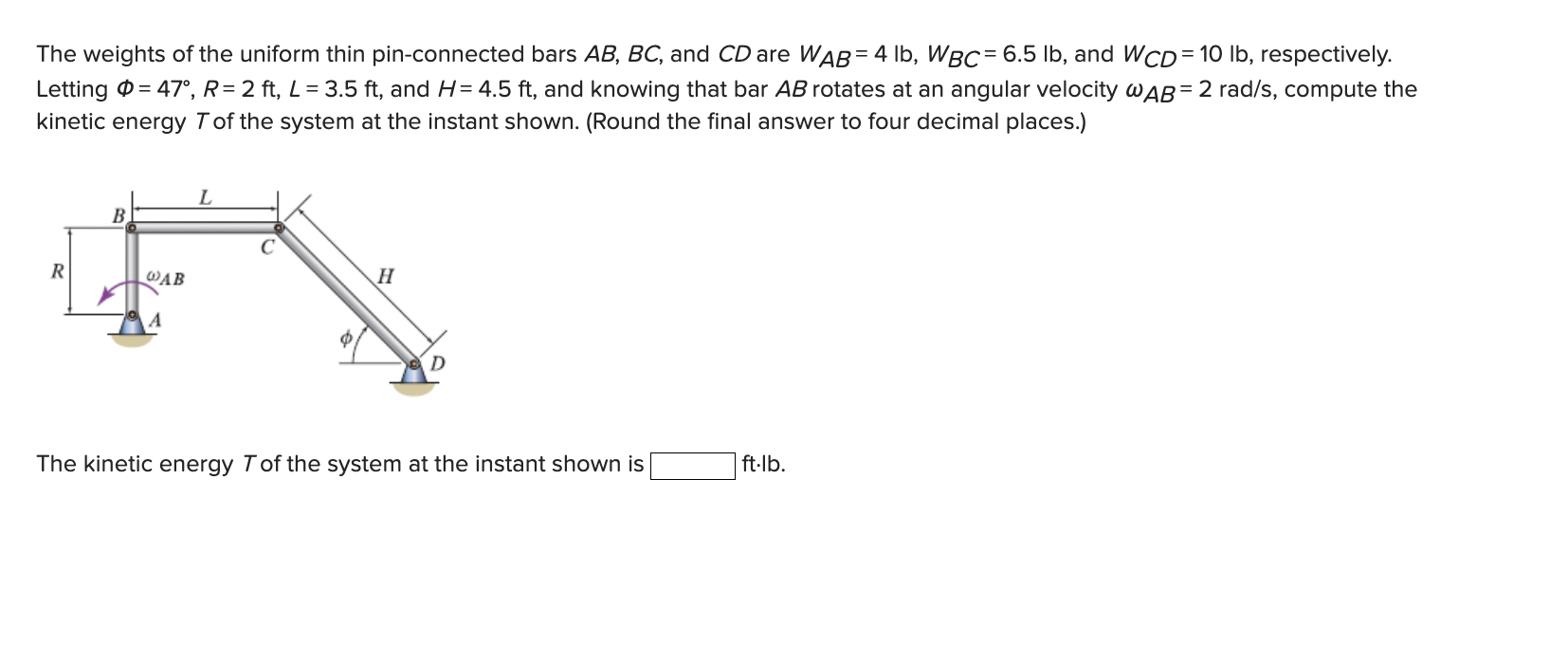 Solved The weights of the uniform thin pin-connected bars | Chegg.com