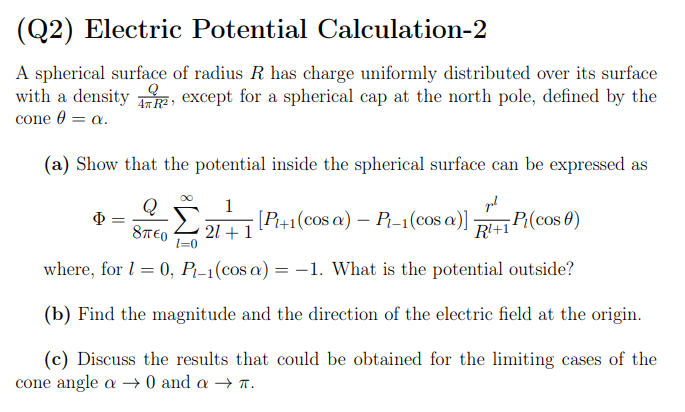 Solved (Q2) Electric Potential Calculation-2 A spherical | Chegg.com