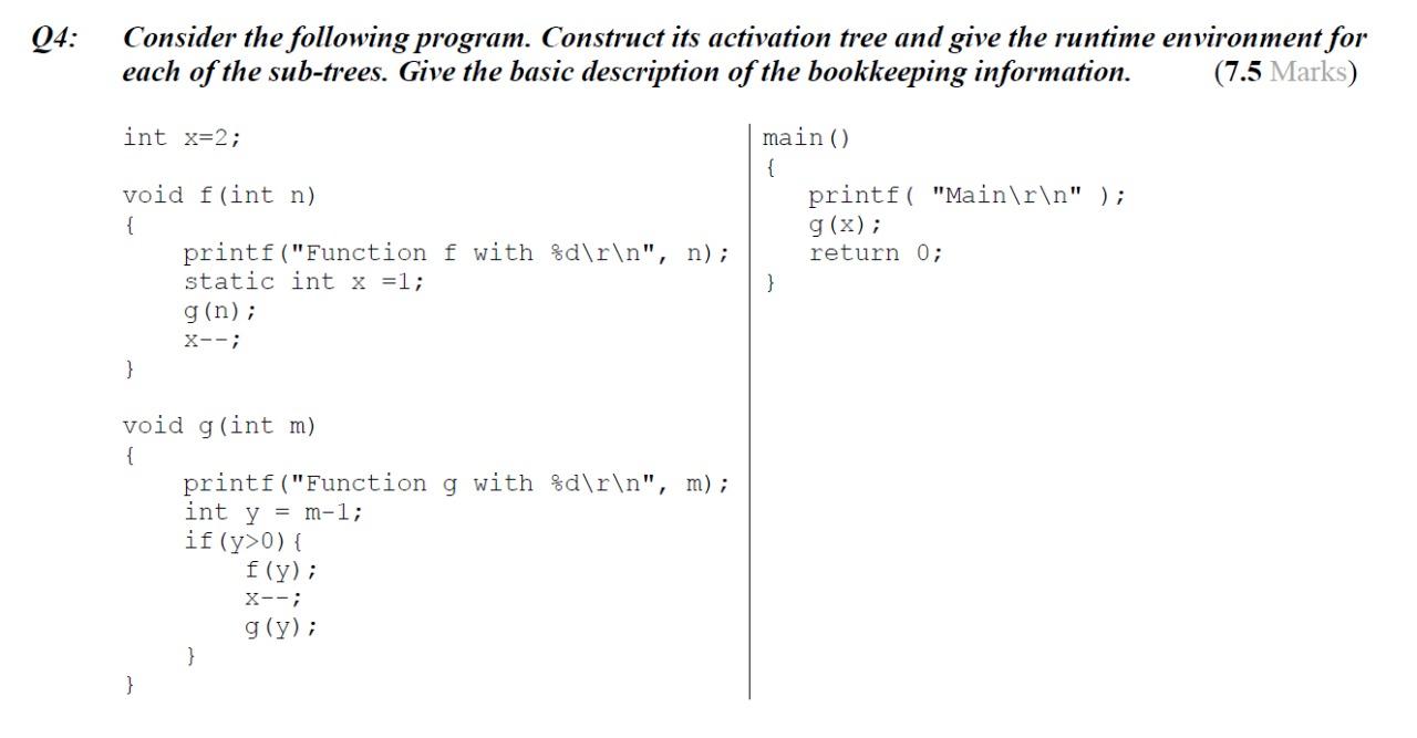Solved 04: Consider the following program. Construct its | Chegg.com