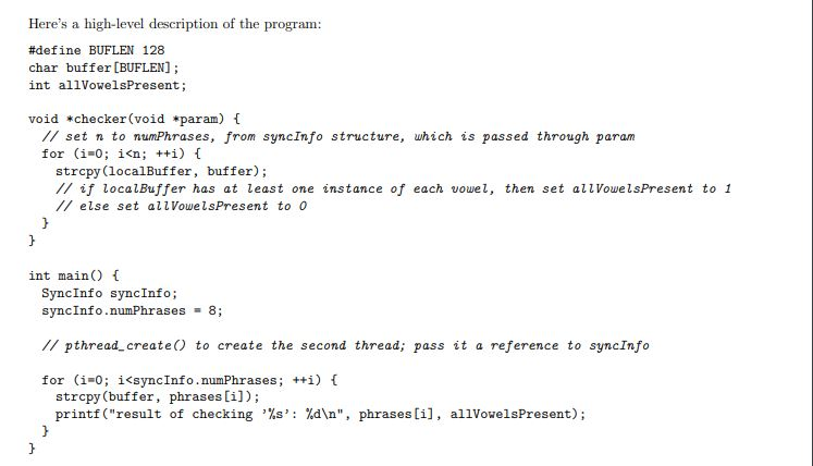 Solved Write A Program That Has Two Threads The First
