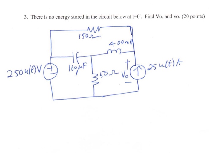 Solved There is no energy stored in the circuit below at t = | Chegg.com