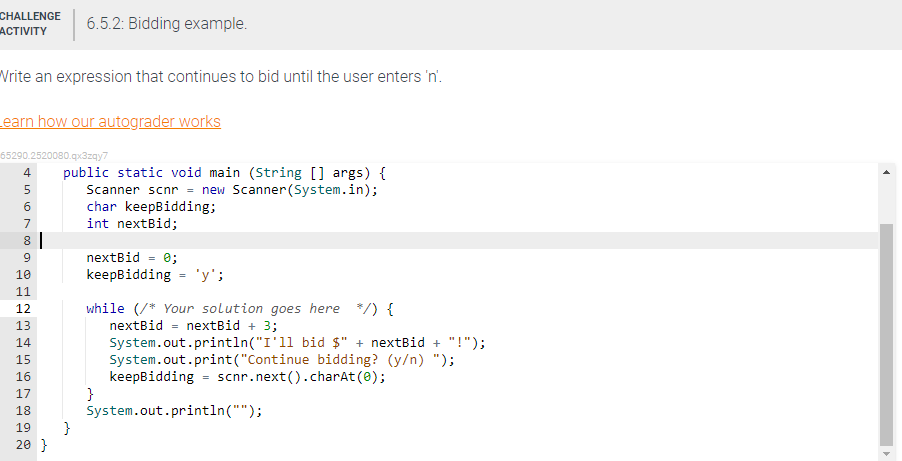 Solved 6.5.2: Bidding example. rite an expression that | Chegg.com